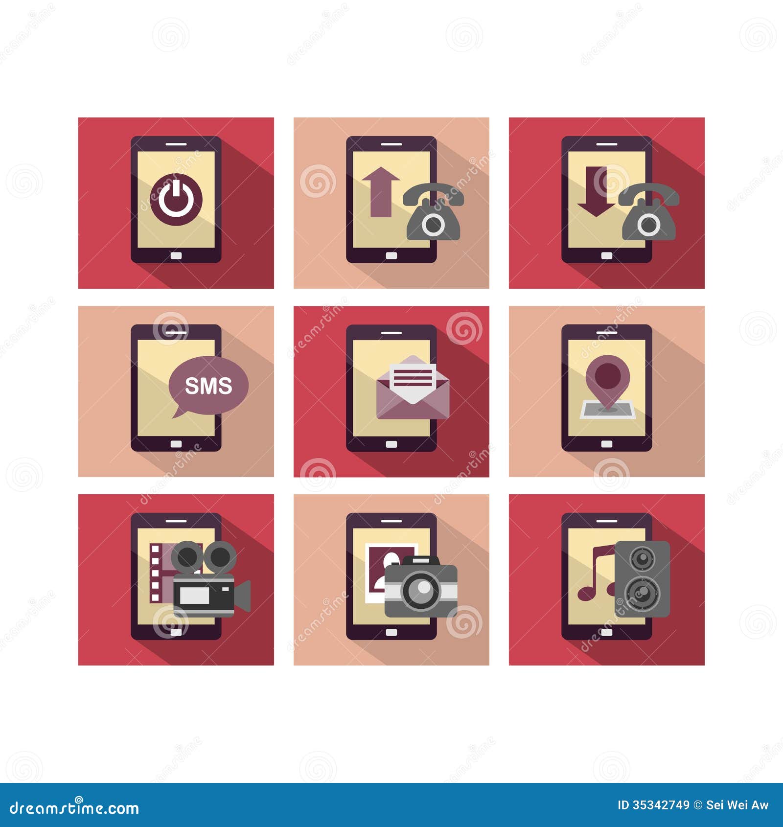 Flat Icon Design Phone stock vector. Illustration of message - 35342749