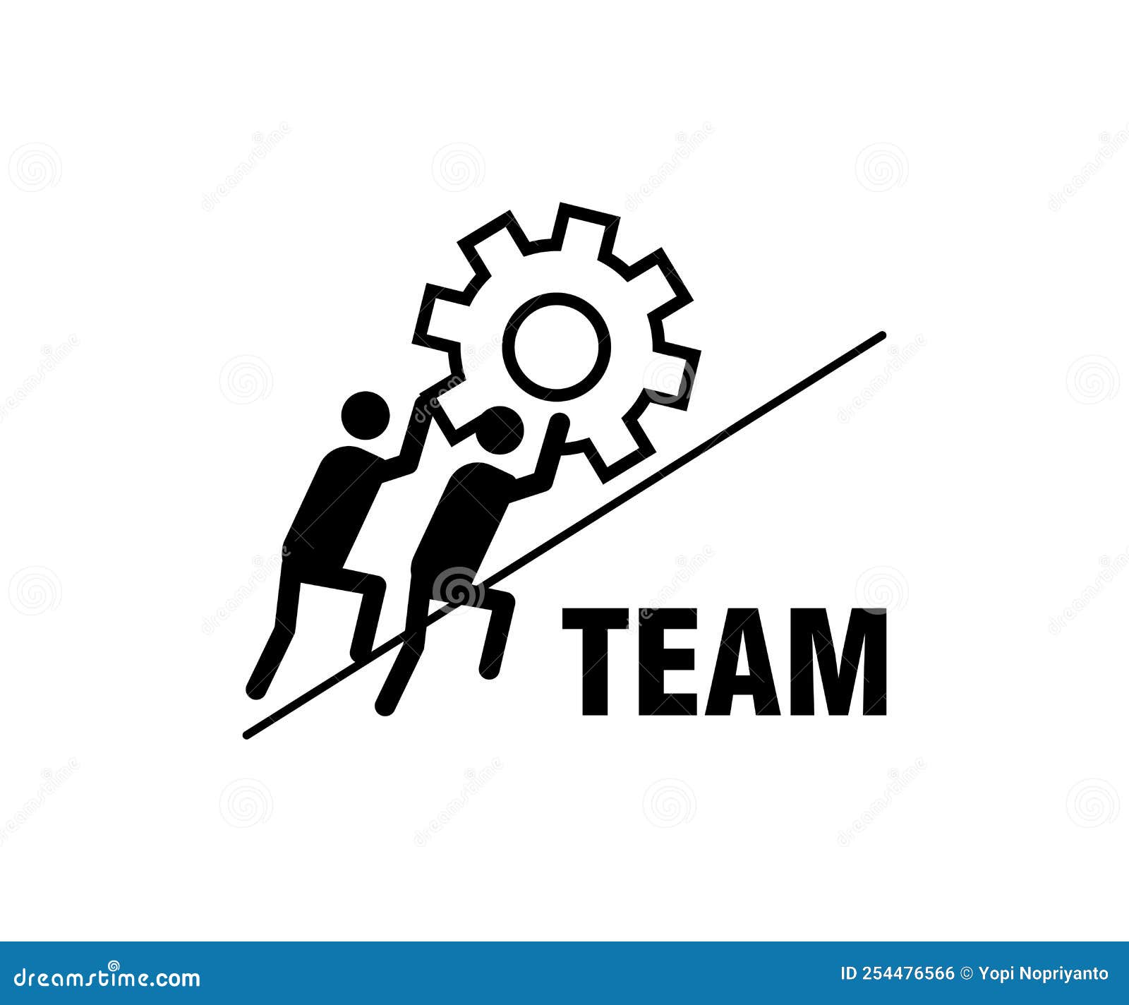 Flat Icon Design in Teamwork Concept with Gear Stock Illustration ...