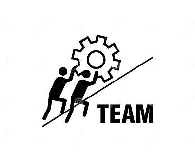 Flat Icon Design in Teamwork Concept with Gear Stock Illustration ...