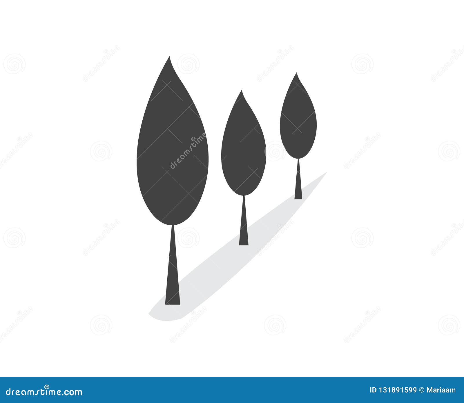 Flat Icon Design with Trees. the Tree Crowns are in the Shape of Leaves ...