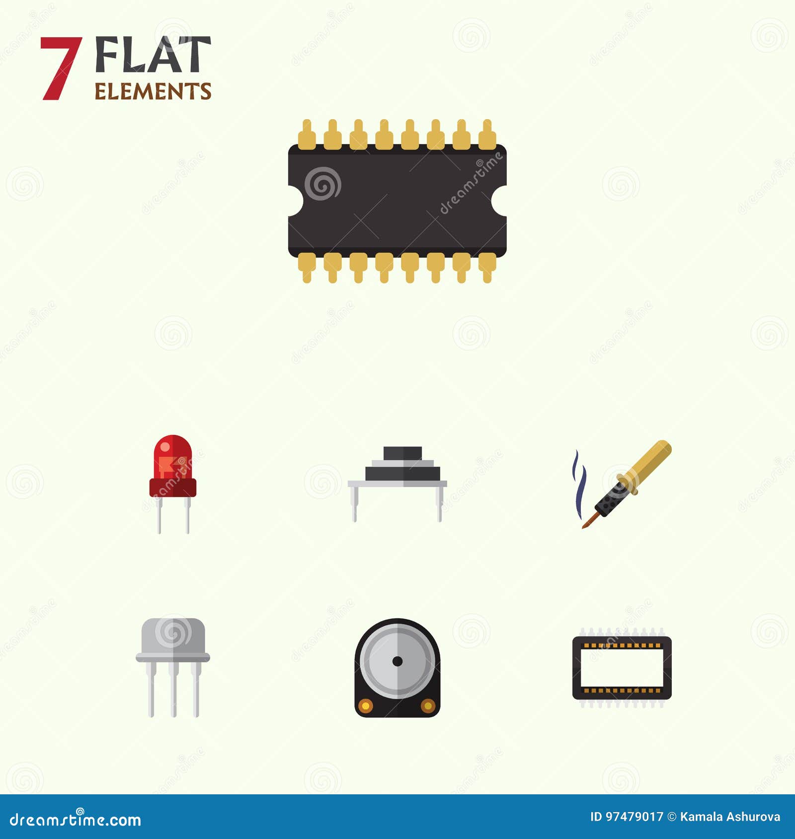 Flat Icon Device Set of Mainframe, Microprocessor, Hdd and Other Vector Objects. Also Includes ...