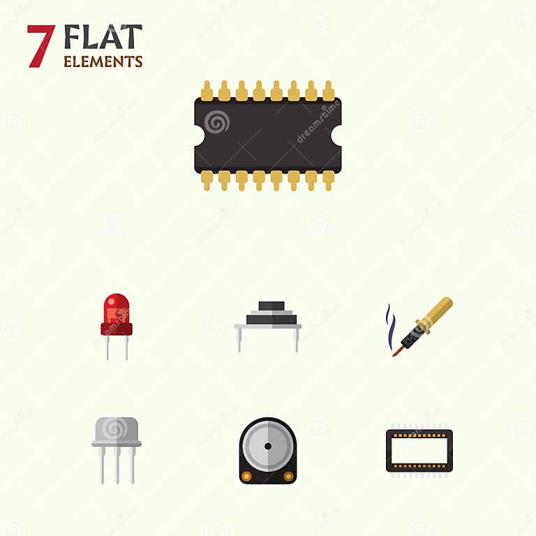 Flat Icon Device Set of Mainframe, Microprocessor, Hdd and Other Vector Objects. Also Includes ...