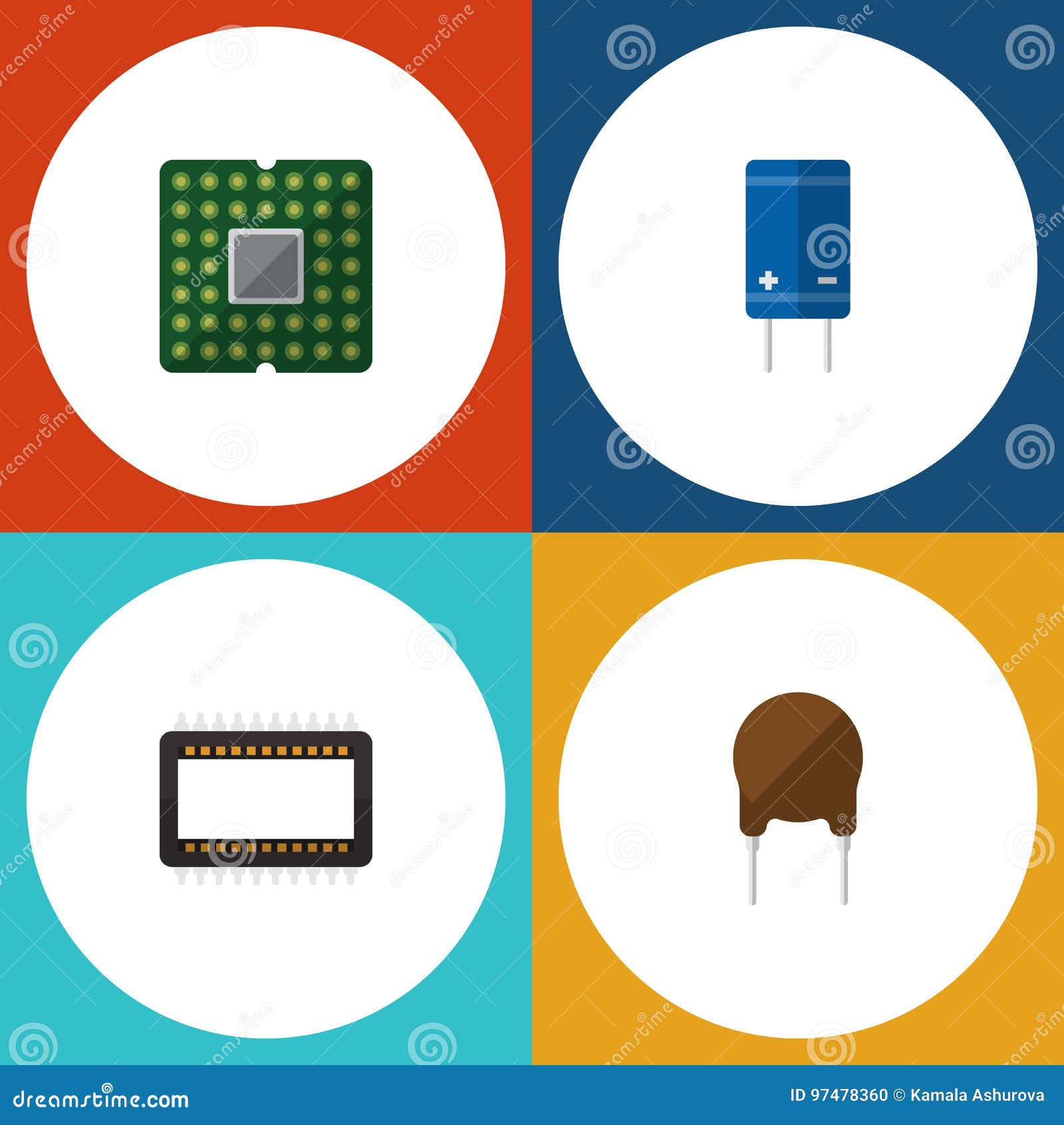 Flat Icon Device Set of Mainframe, Unit, Triode and Other Vector Objects. Also Includes Central ...