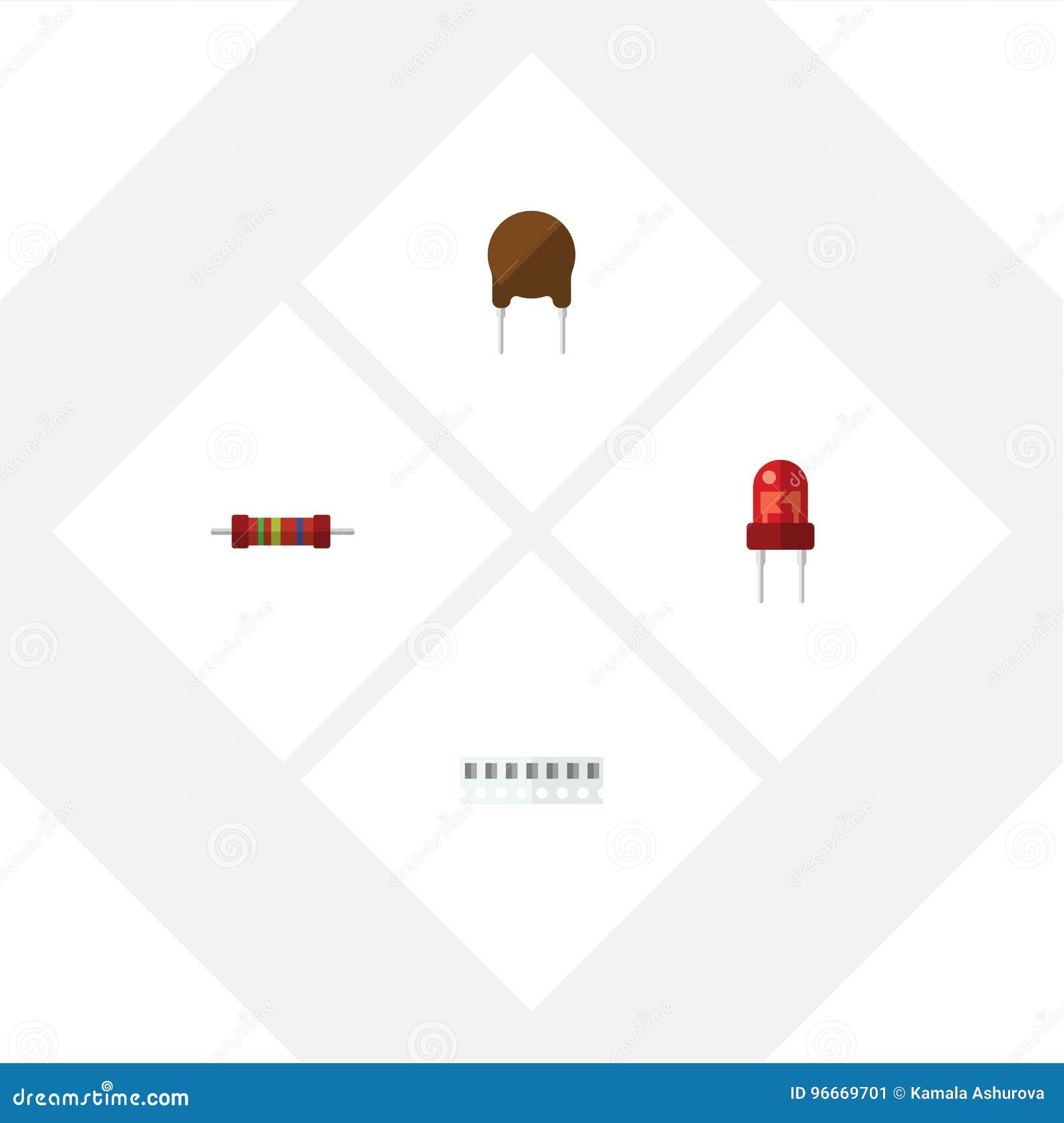 Flat Icon Device Set of Memory, Triode, Resistance and Other Vector Objects. Also Includes ...