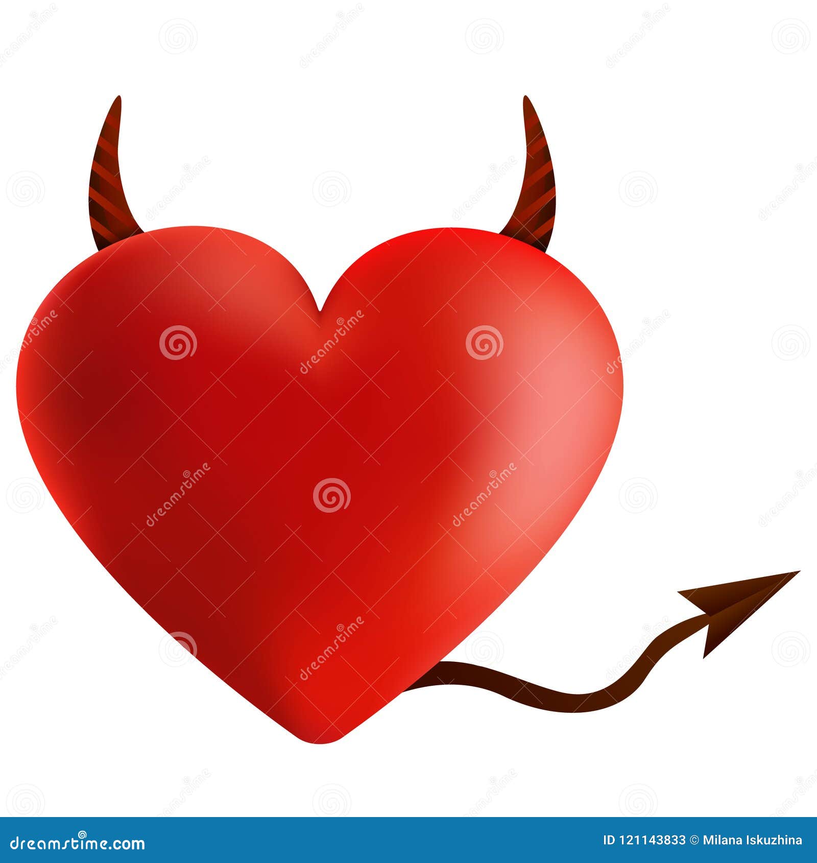 Flat Icon Devil Heart with Horns and a Tail. Stock Vector ...