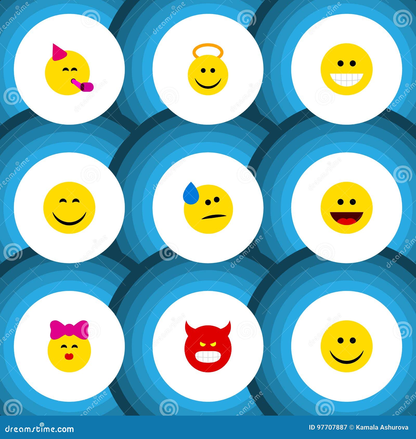 Flat Icon Emoji Set of Angel, Laugh, Joy and Other Vector Objects. Also ...