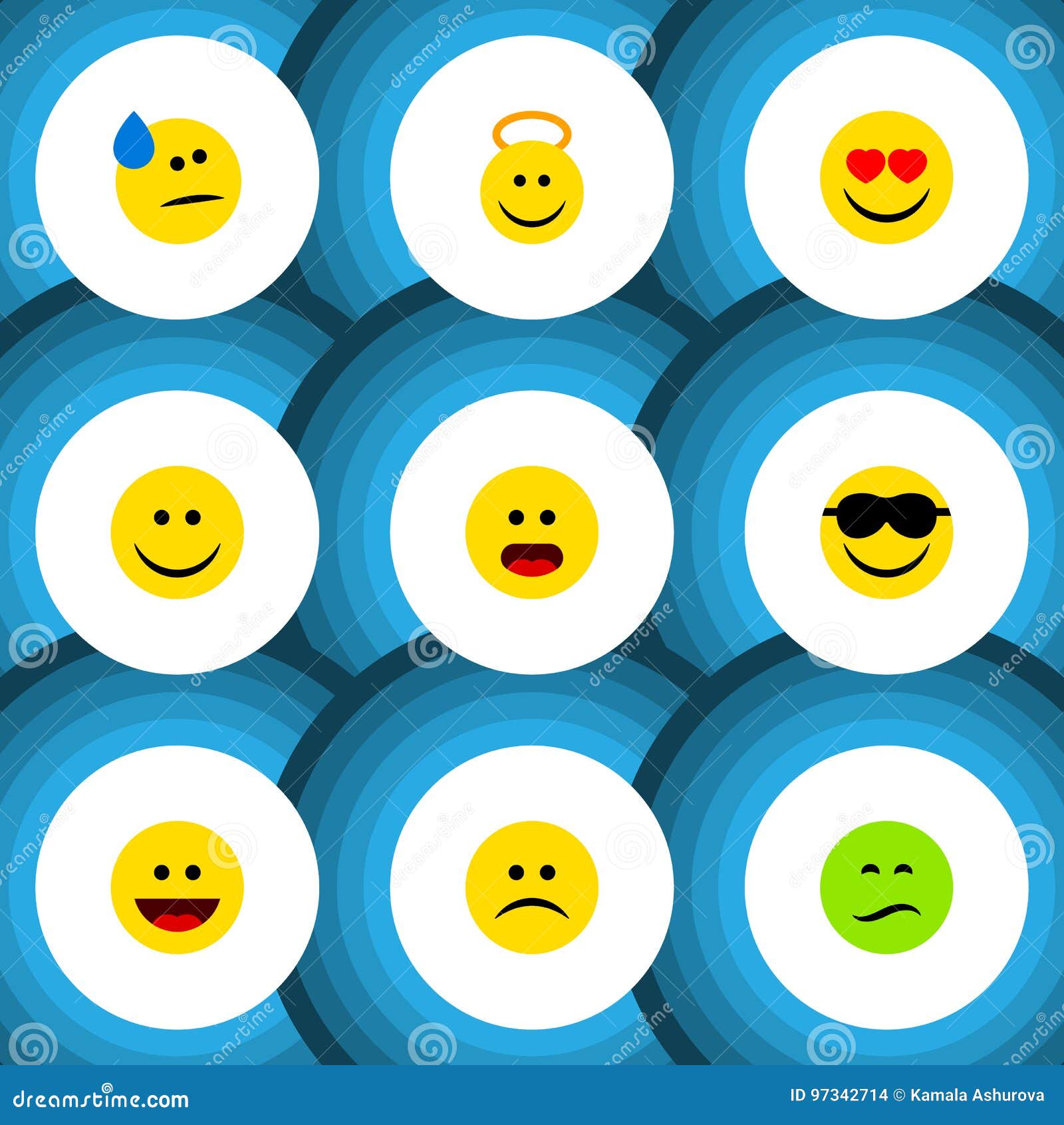 Flat Icon Emoji Set of Frown, Happy, Love and Other Vector Objects ...