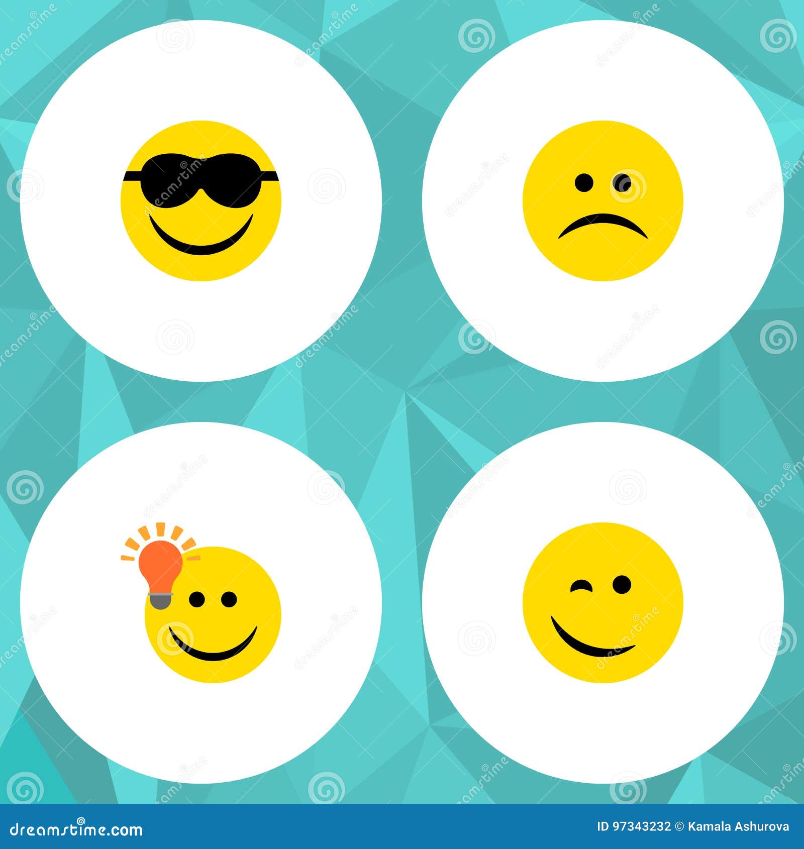 Flat Icon Emoji Set of Have an Good Opinion, Sad, Winking and Other ...