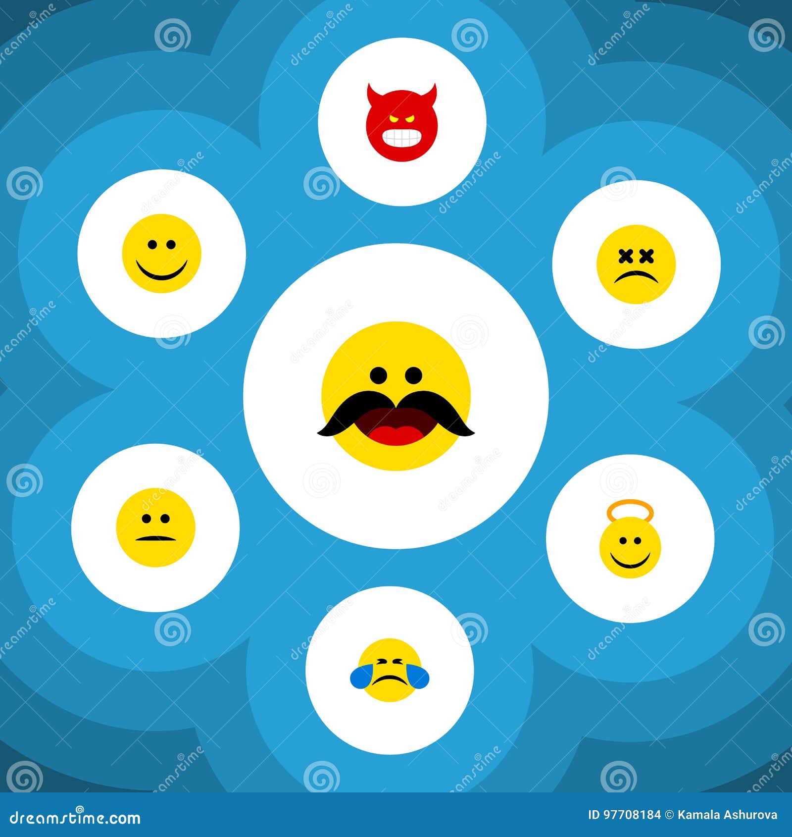 Flat Icon Emoji Set of Joy, Angel, Cheerful and Other Vector Objects ...