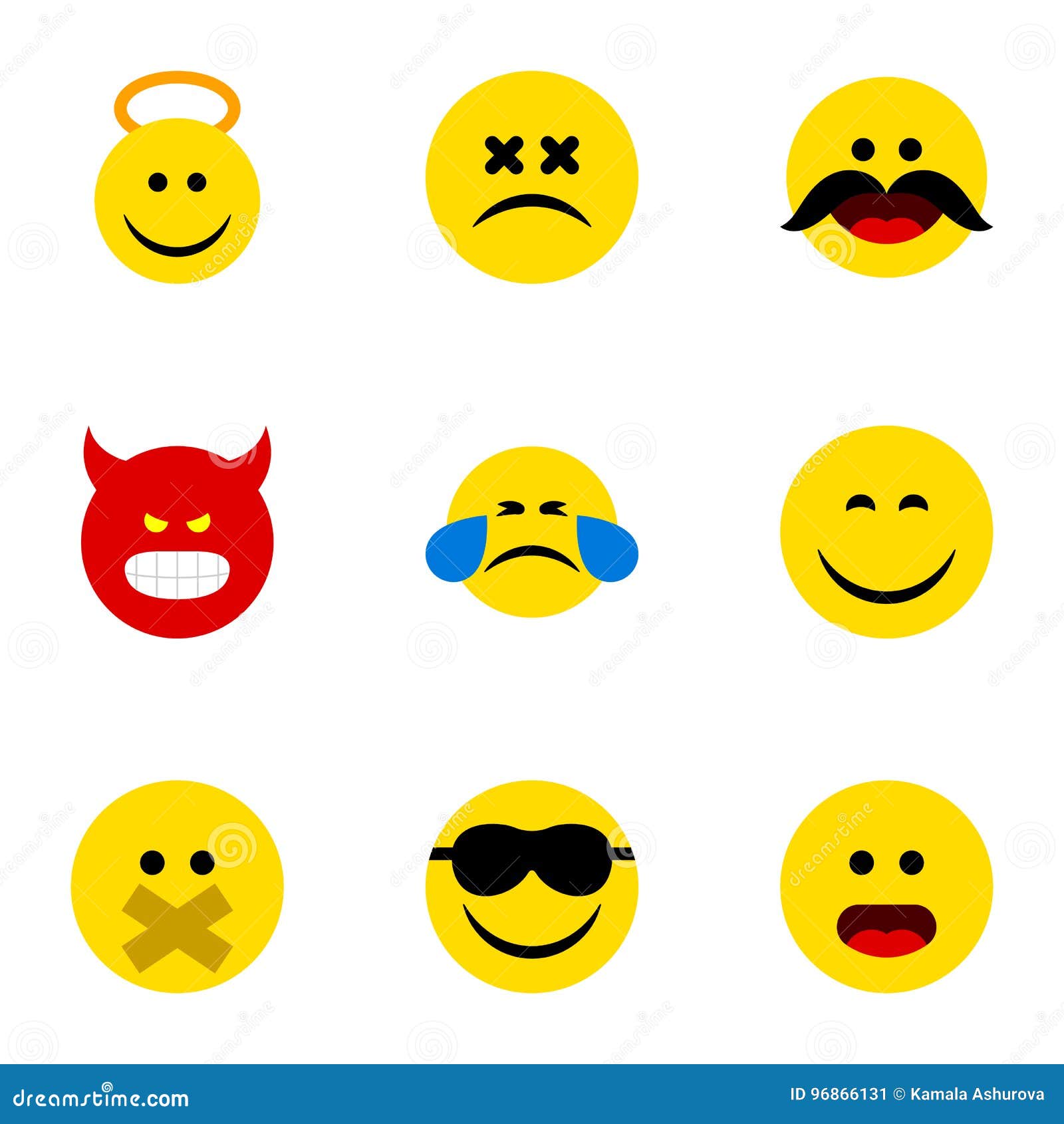 Flat Icon Emoji Set of Smile, Hush, Angel and Other Vector Objects ...