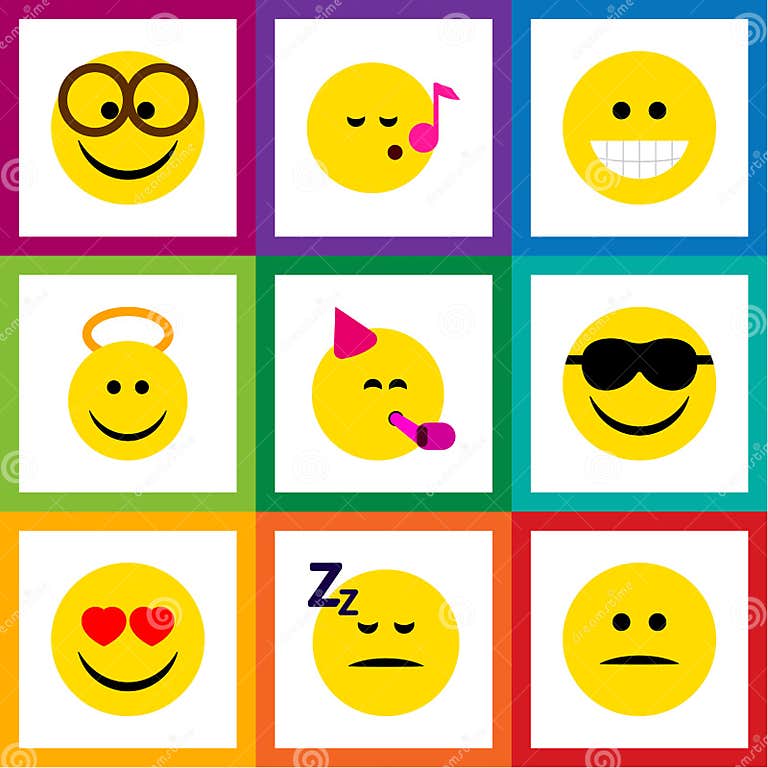 Flat Icon Face Set of Angel, Grin, Pleasant and Other Vector Objects ...