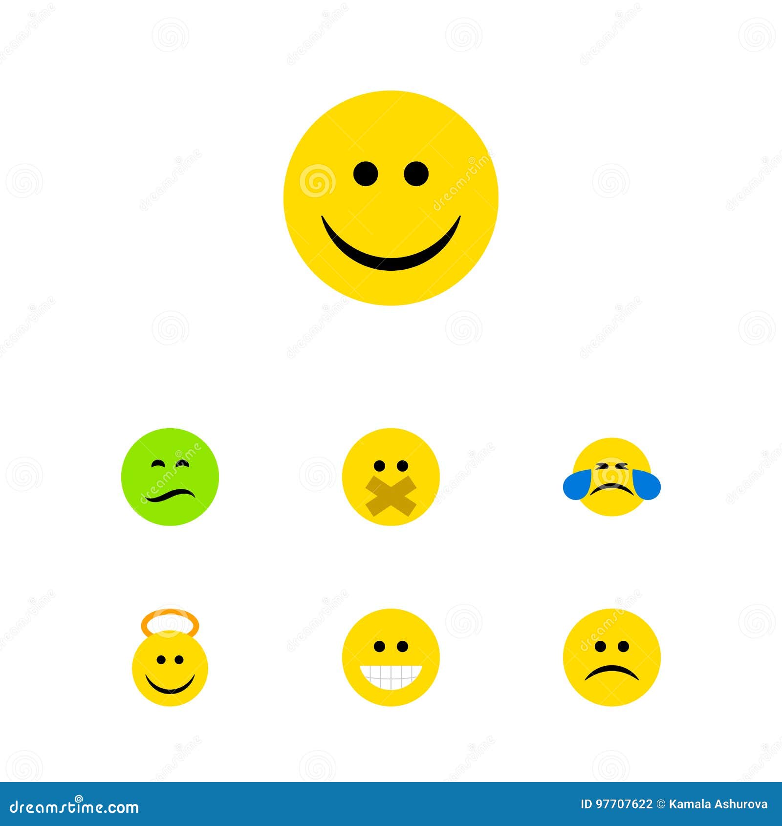 Flat Icon Face Set of Grin, Joy, Cold Sweat and Other Vector Objects ...