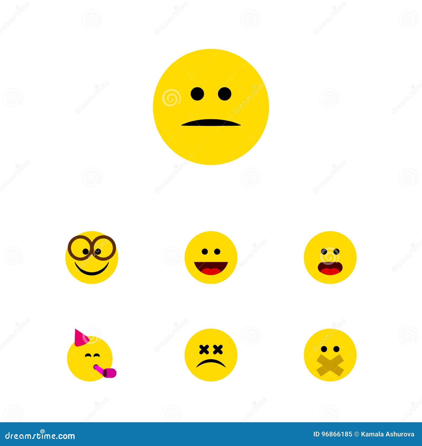 Flat Icon Face Set of Party Time Emoticon, Displeased, Hush and Other ...