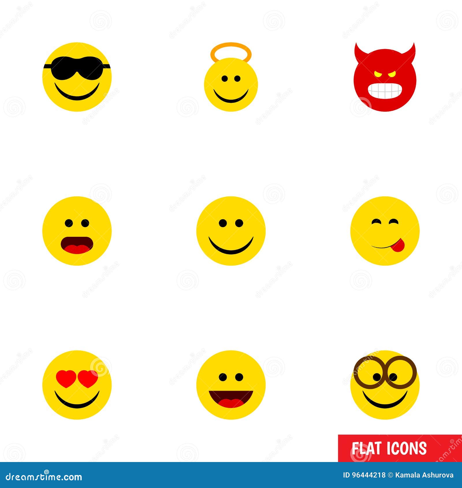 Flat Icon Face Set of Wonder, Pouting, Pleasant and Other Vector ...