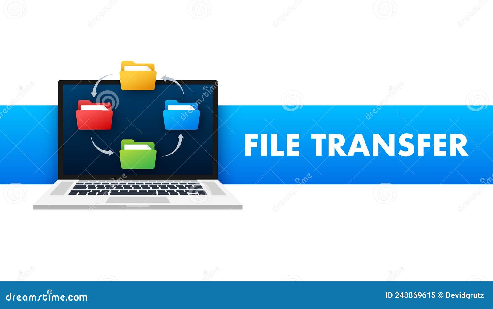 Flat Icon with File Exchange. Flat Digital Vector Illustration. Cloud ...