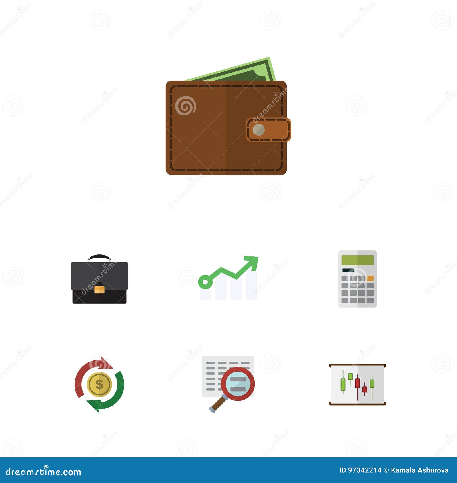 Flat Icon Finance Set of Interchange, Portfolio Stock Vector ...