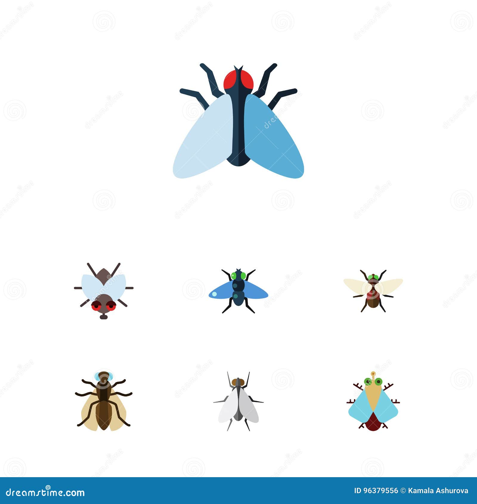 Flat Icon Fly Set of Buzz, Mosquito, Bluebottle and Other Vector ...