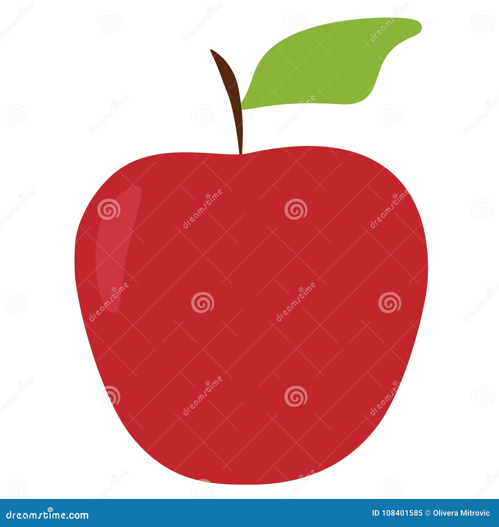 Flat icon red apple stock vector. Illustration of freshness - 108401585