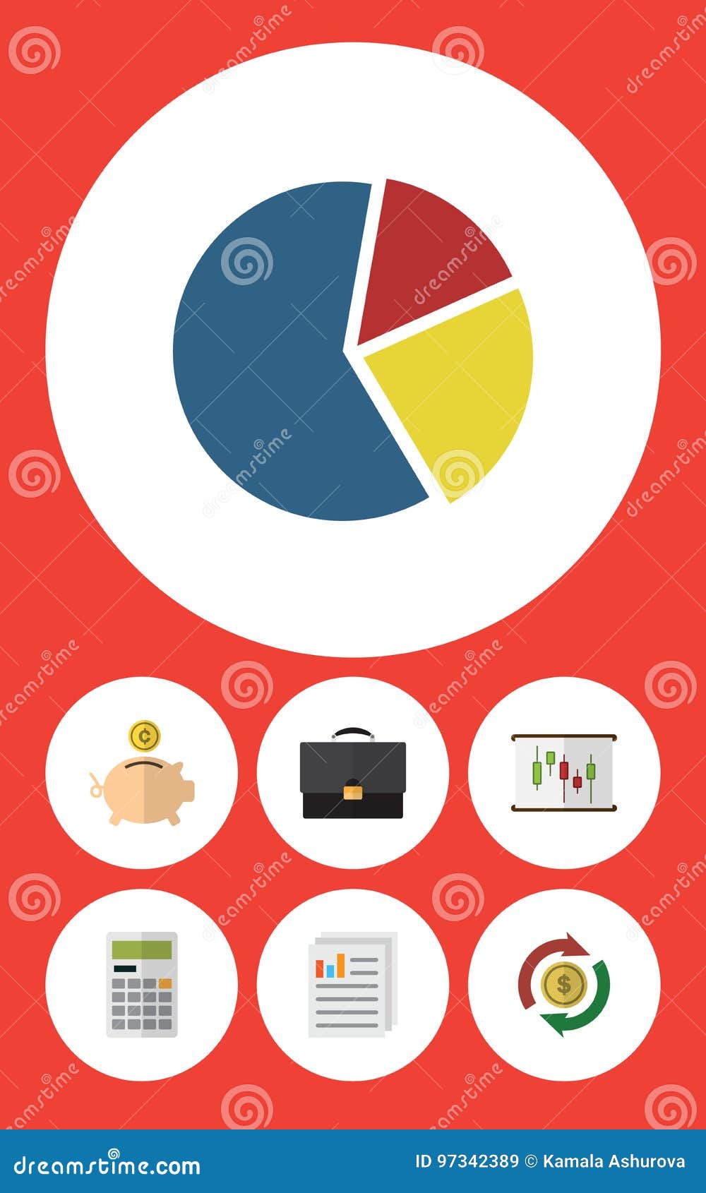 Flat Icon Gain Set of Portfolio, Document, Interchange and Other Vector ...