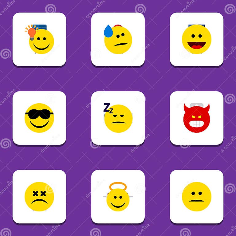 Flat Icon Gesture Set of Displeased, Laugh, Pouting and Other Vector ...