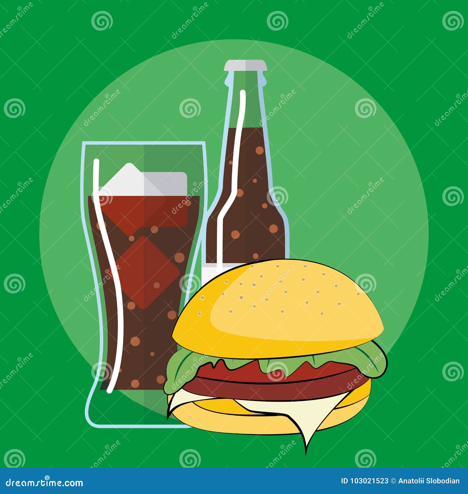 Flat Icon Glass of Cola with Ice Vector Stock Vector - Illustration of ...