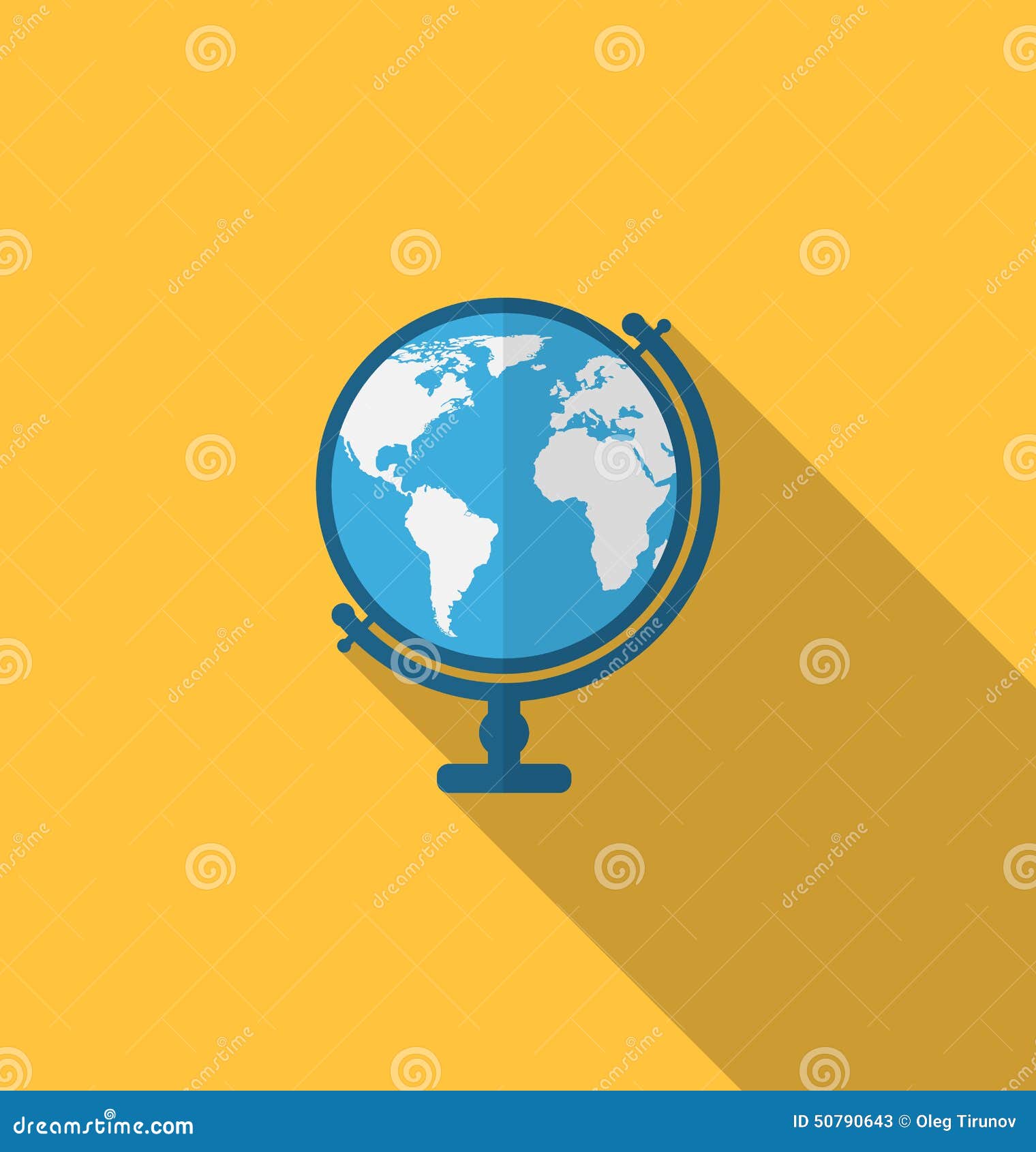 Flat Icon of Globe with Long Shadow Style Stock Vector - Illustration ...