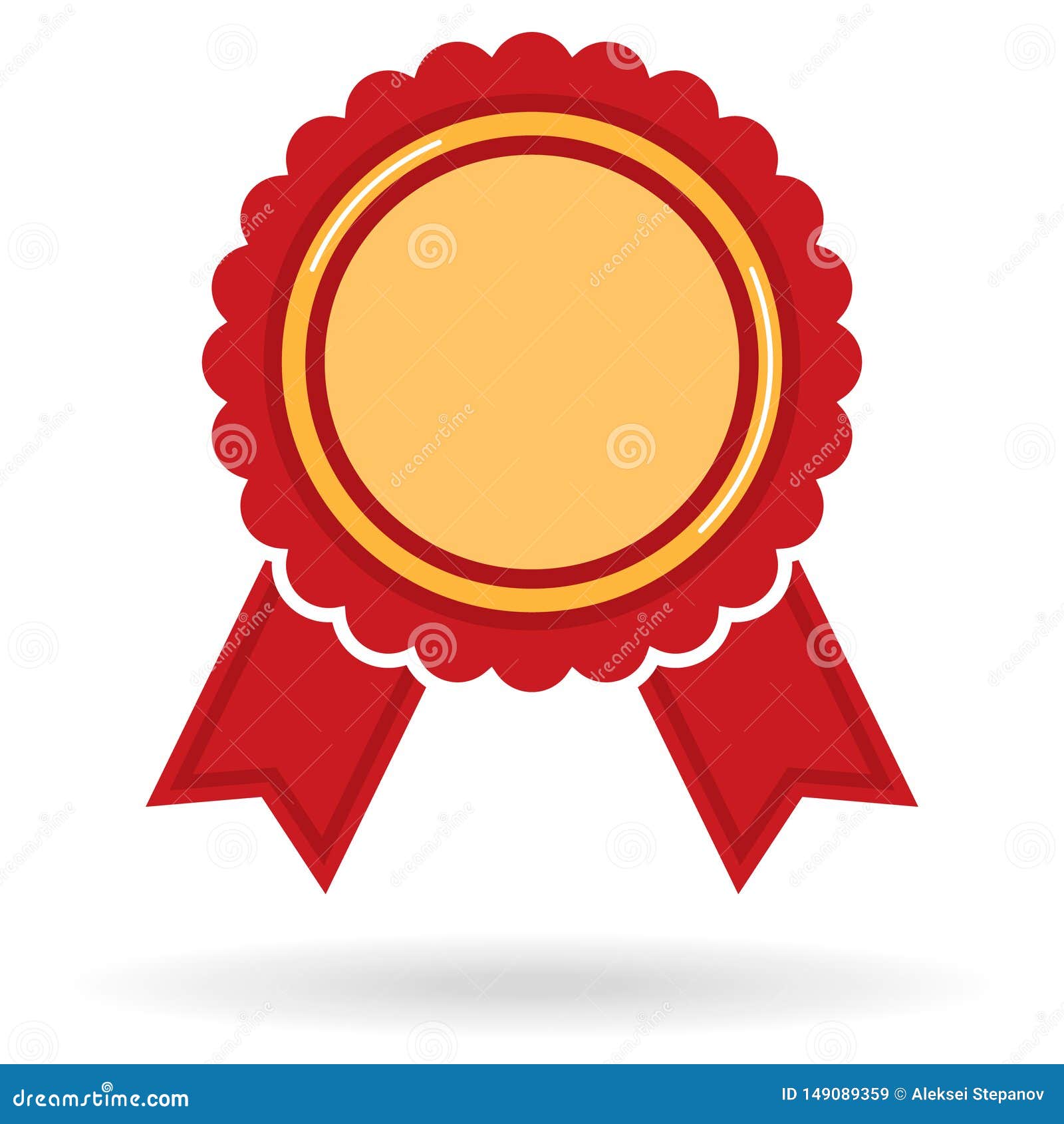 Flat Icon of Gold Medal with Red Ribbons Stock Illustration ...