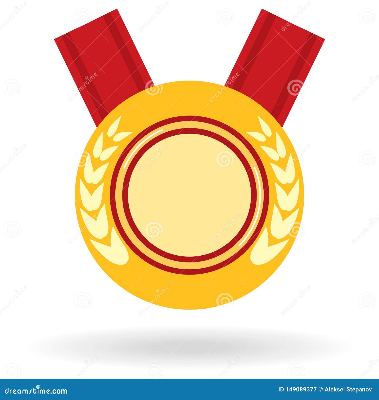 Flat Icon of Gold Medal with Red Ribbons Stock Illustration ...