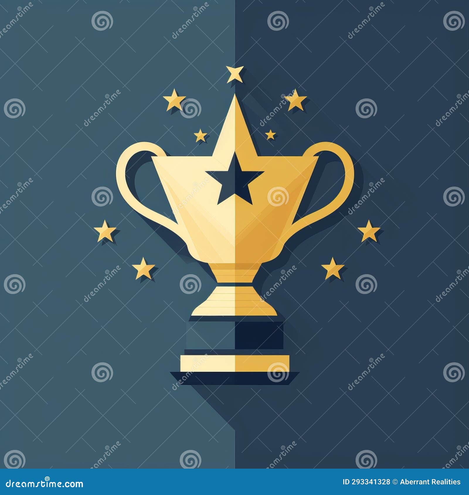 A Flat Icon of a Gold Trophy on a Blue Background Stock Illustration ...