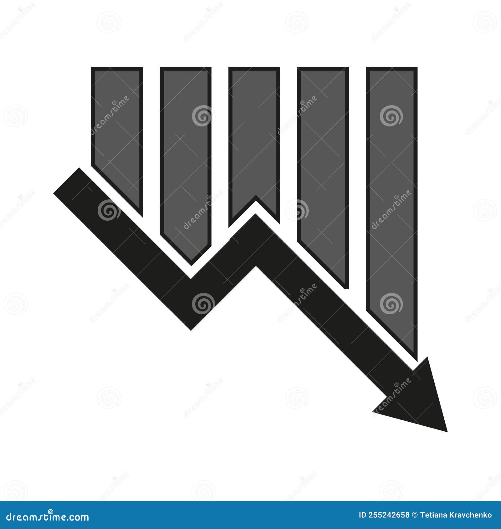 Flat Icon with Graph Down Icon. Profit Arrow. Growth Chart Sign. Vector ...