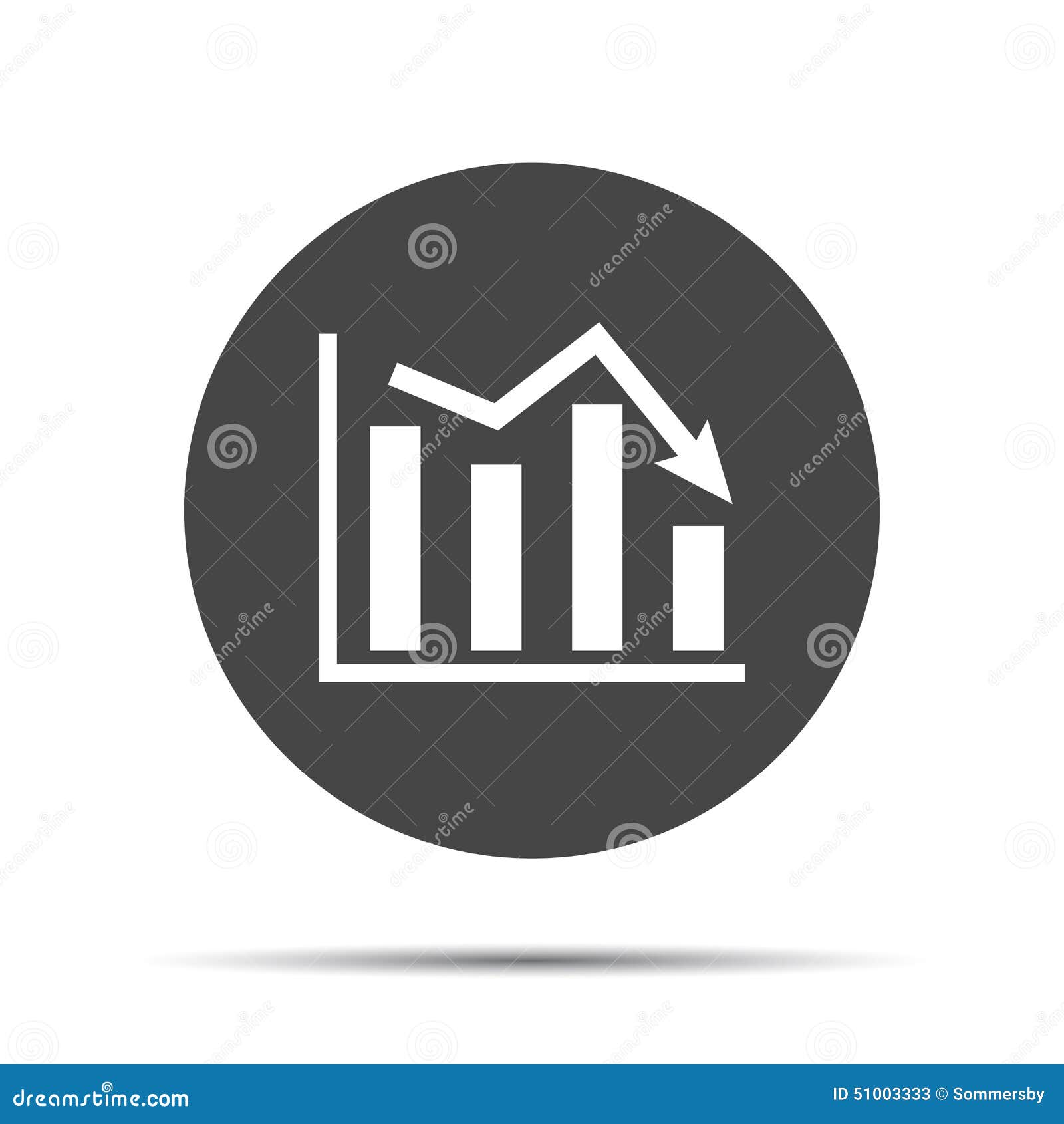 Flat Icon of Graph Going Down Stock Vector - Illustration of math, flat ...
