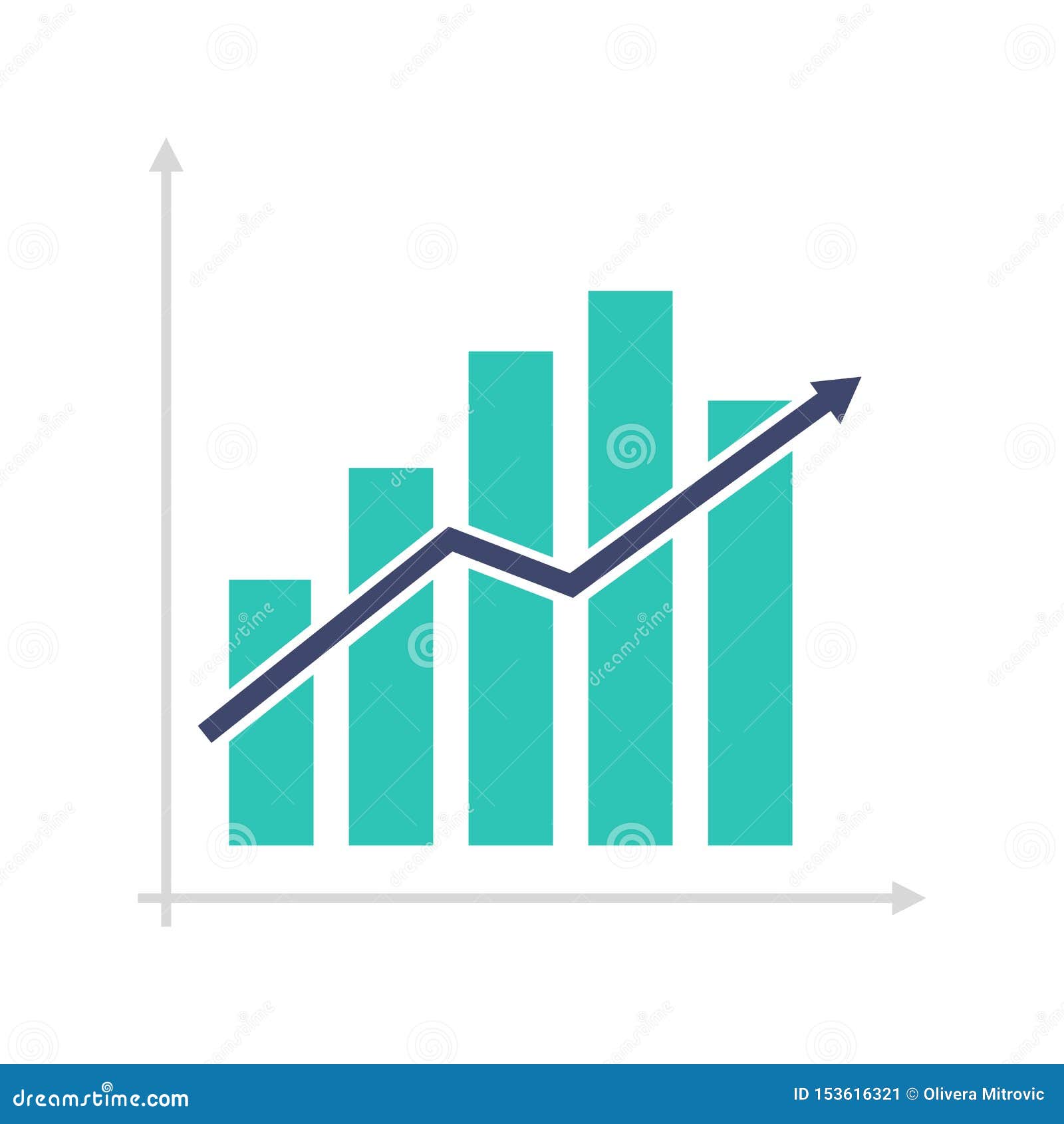 Flat Icon Graph with Up Arrow Stock Vector - Illustration of ...