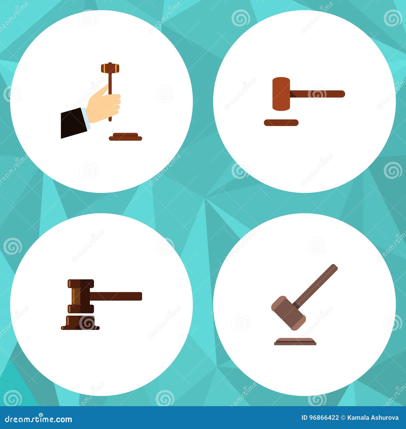 Flat Icon Hammer Set of Tribunal, Government Building, Defense and ...