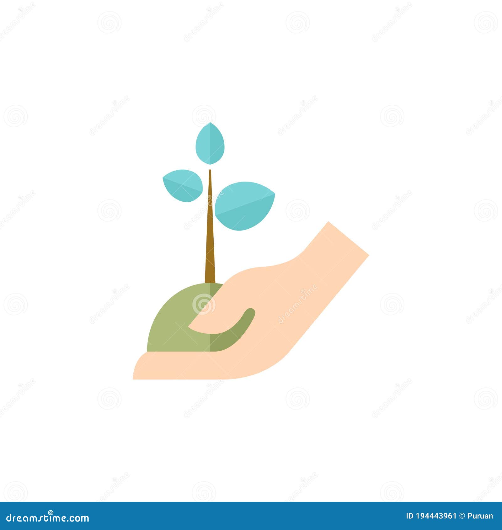 Flat Icon - Hand Holding Tree Stock Vector - Illustration of white ...