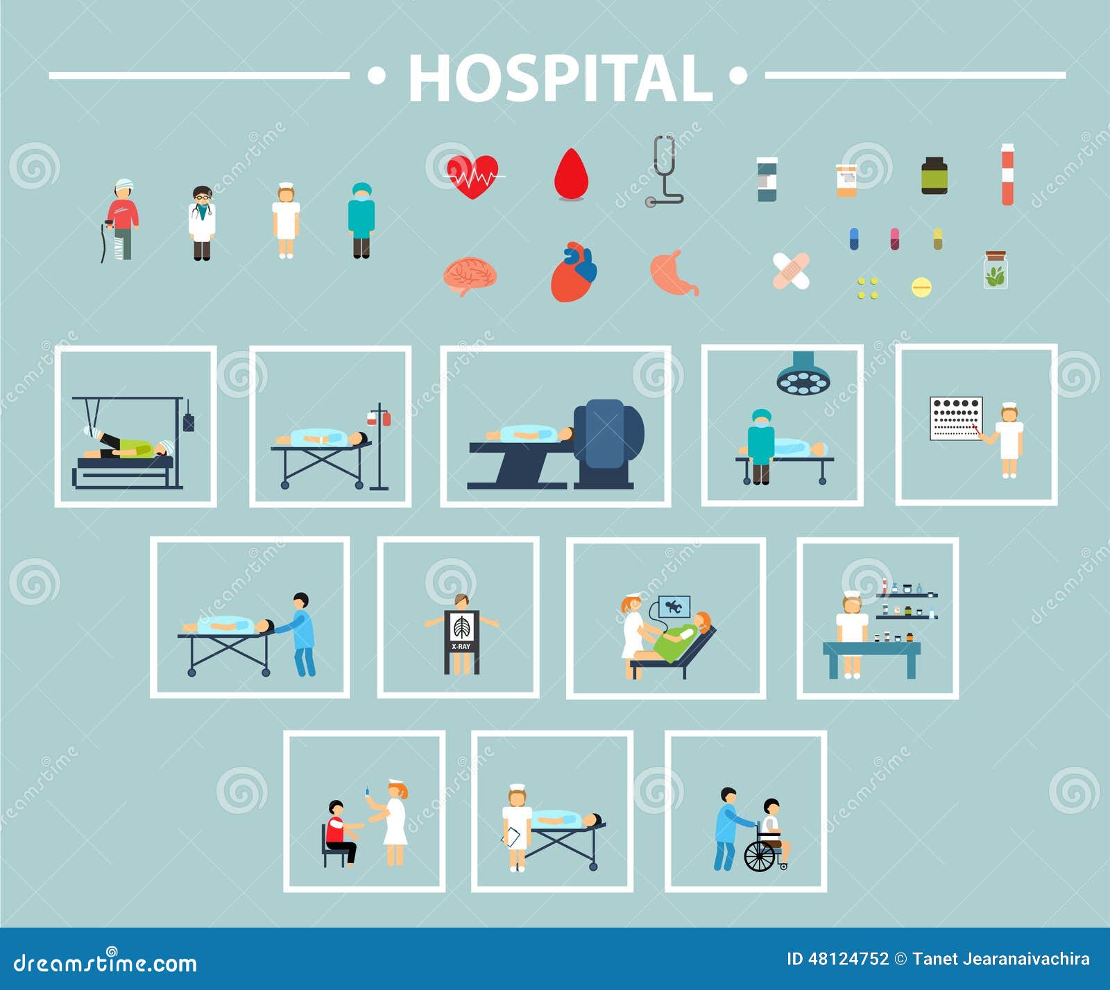 Flat icon hospital stock vector. Illustration of internet - 48124752