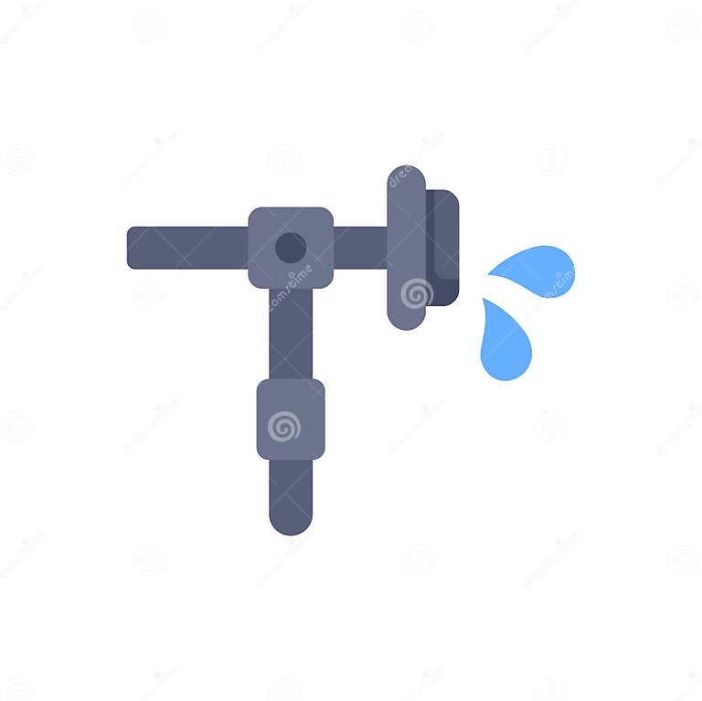 Broken Water Pipe Leaking Flat Icon Illustration Stock Illustration - Illustration of isolated ...