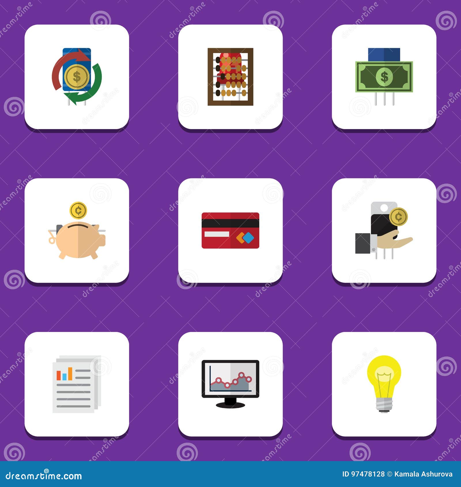 Flat Icon Incoming Set of Payment Stock Vector - Illustration of ...