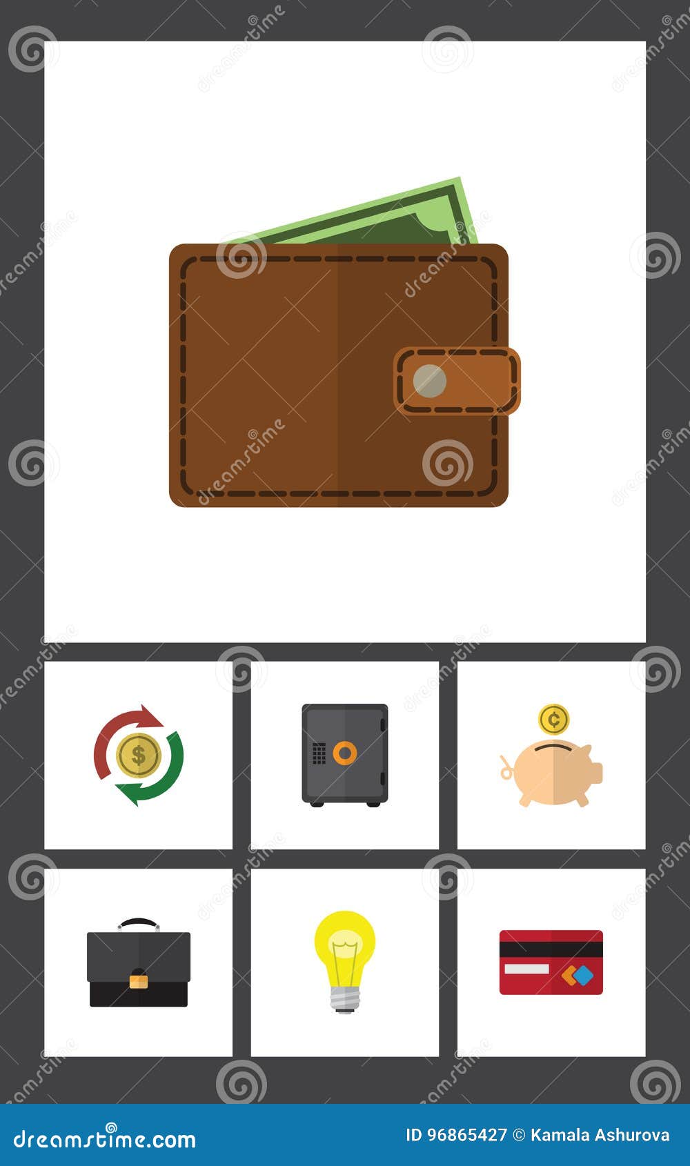 Flat Icon Incoming Set of Strongbox, Portfolio, Payment and Other ...