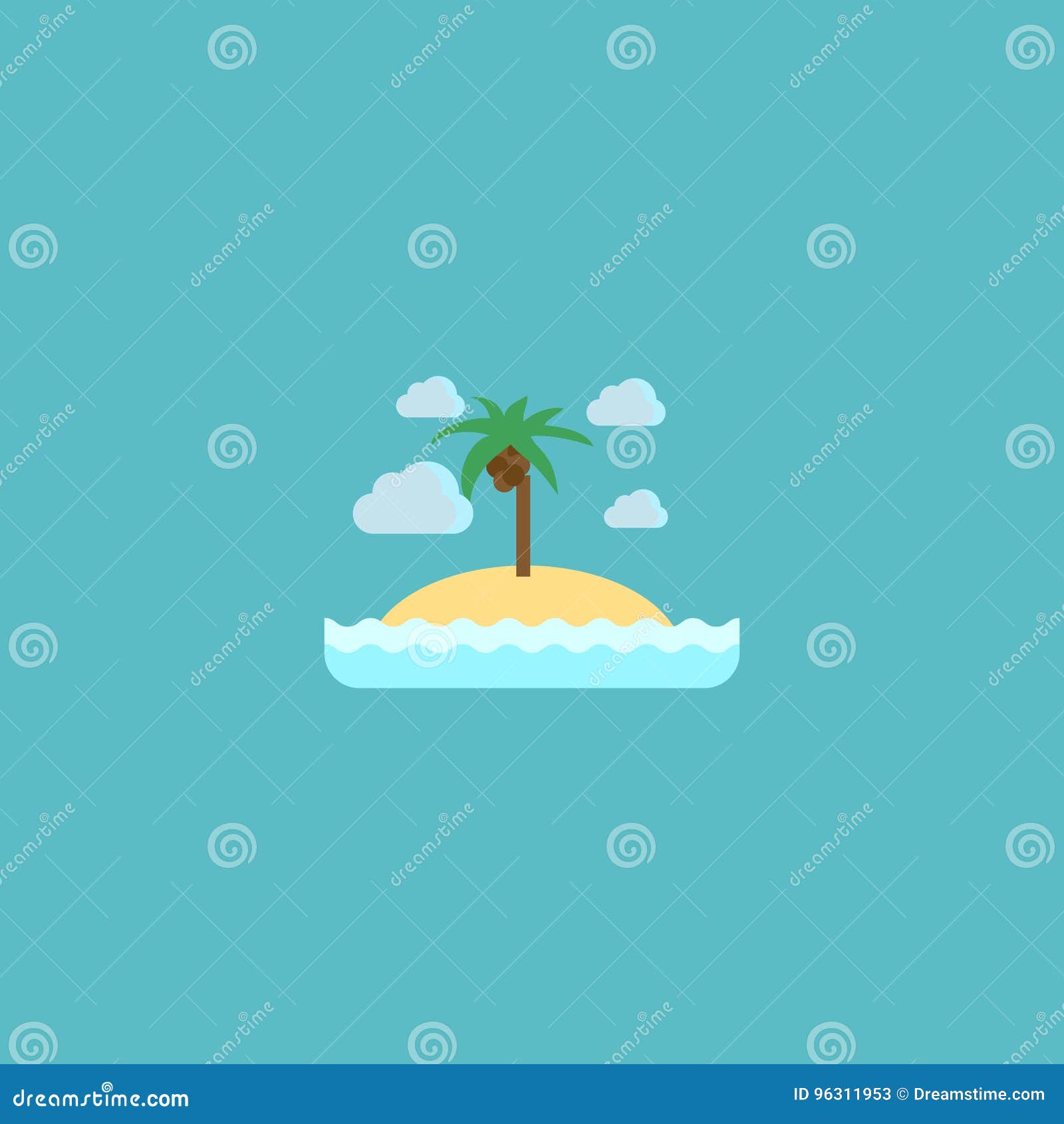 Flat Icon Island Element. Vector Illustration of Flat Icon Isle Beach ...
