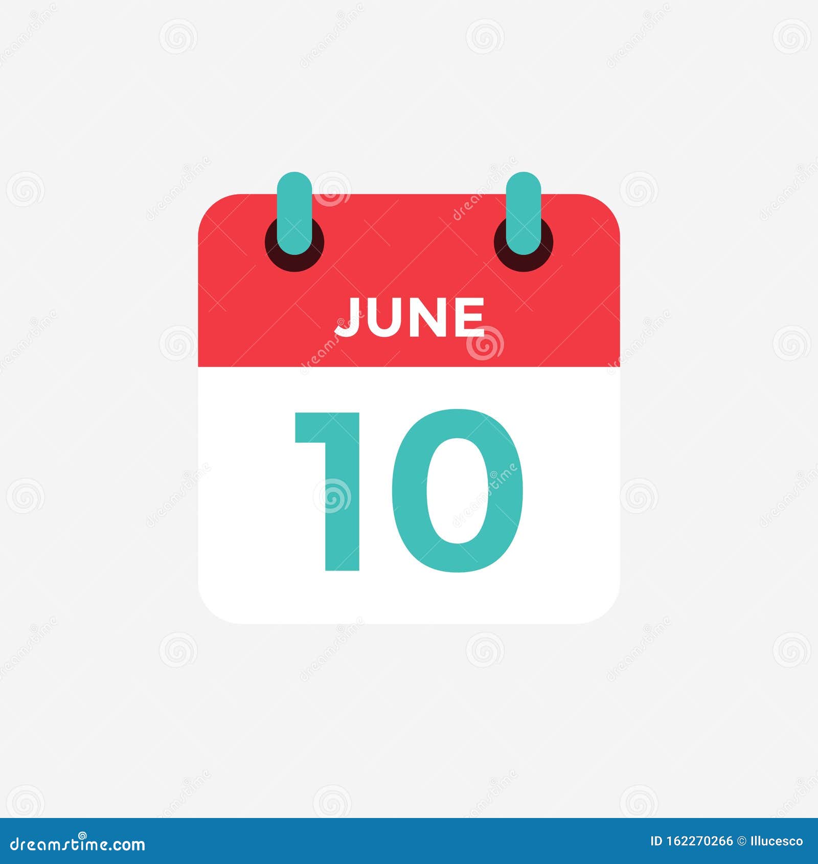 Flat Icon Kalender 10. Juni Datum, Tag Und Monat Vektor Abbildung ...
