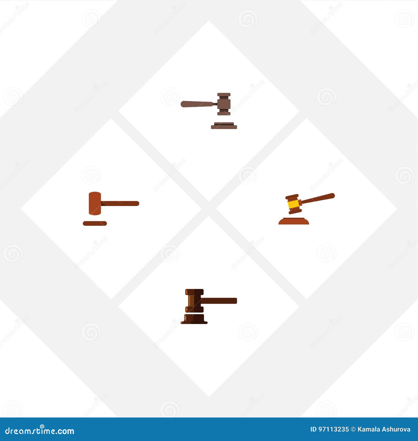 Flat Icon Lawyer Set of Defense, Hammer Stock Vector - Illustration of ...