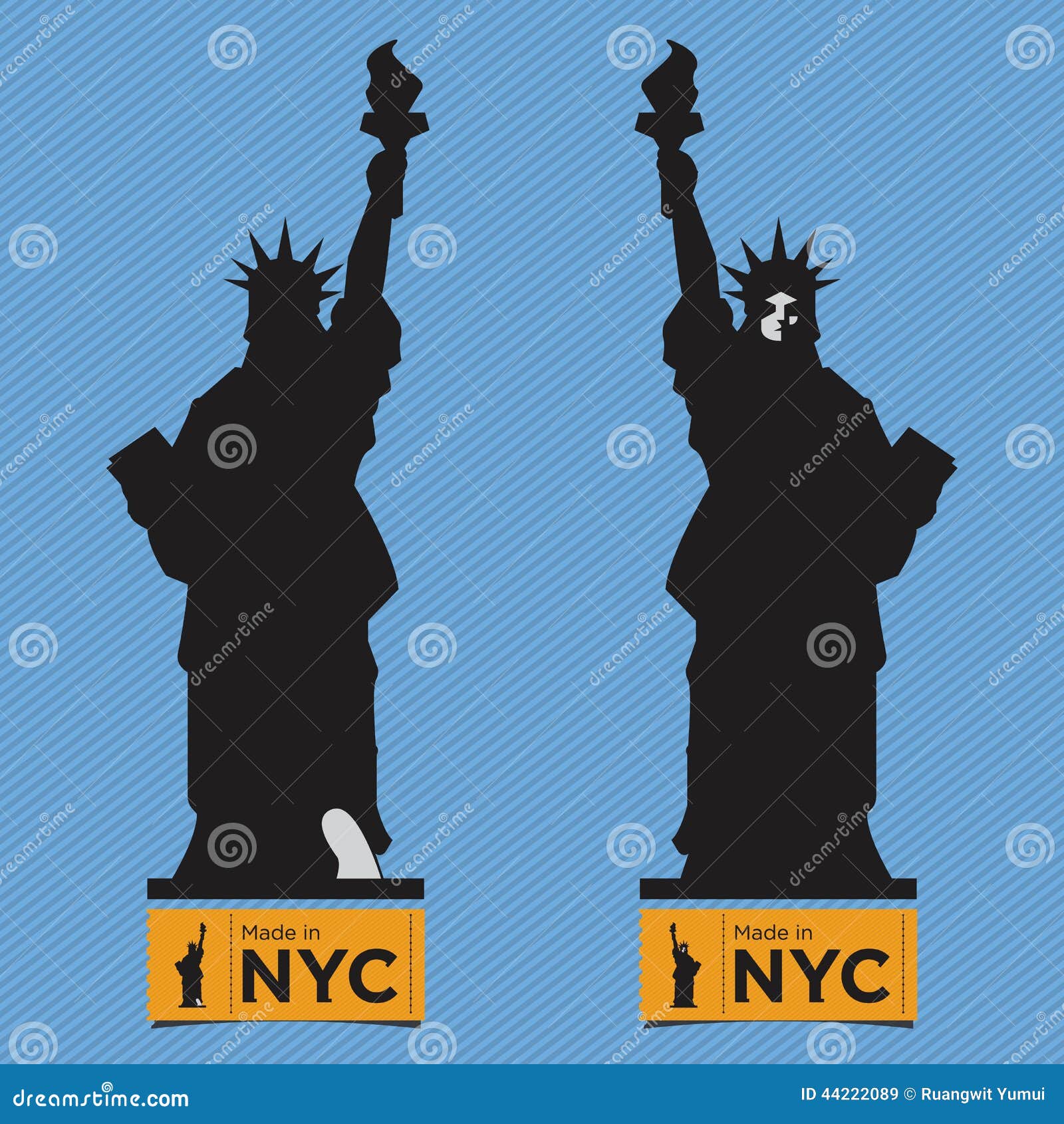 Flat Icon of Liberty Statue, Front View and Back View, Stock Vector ...
