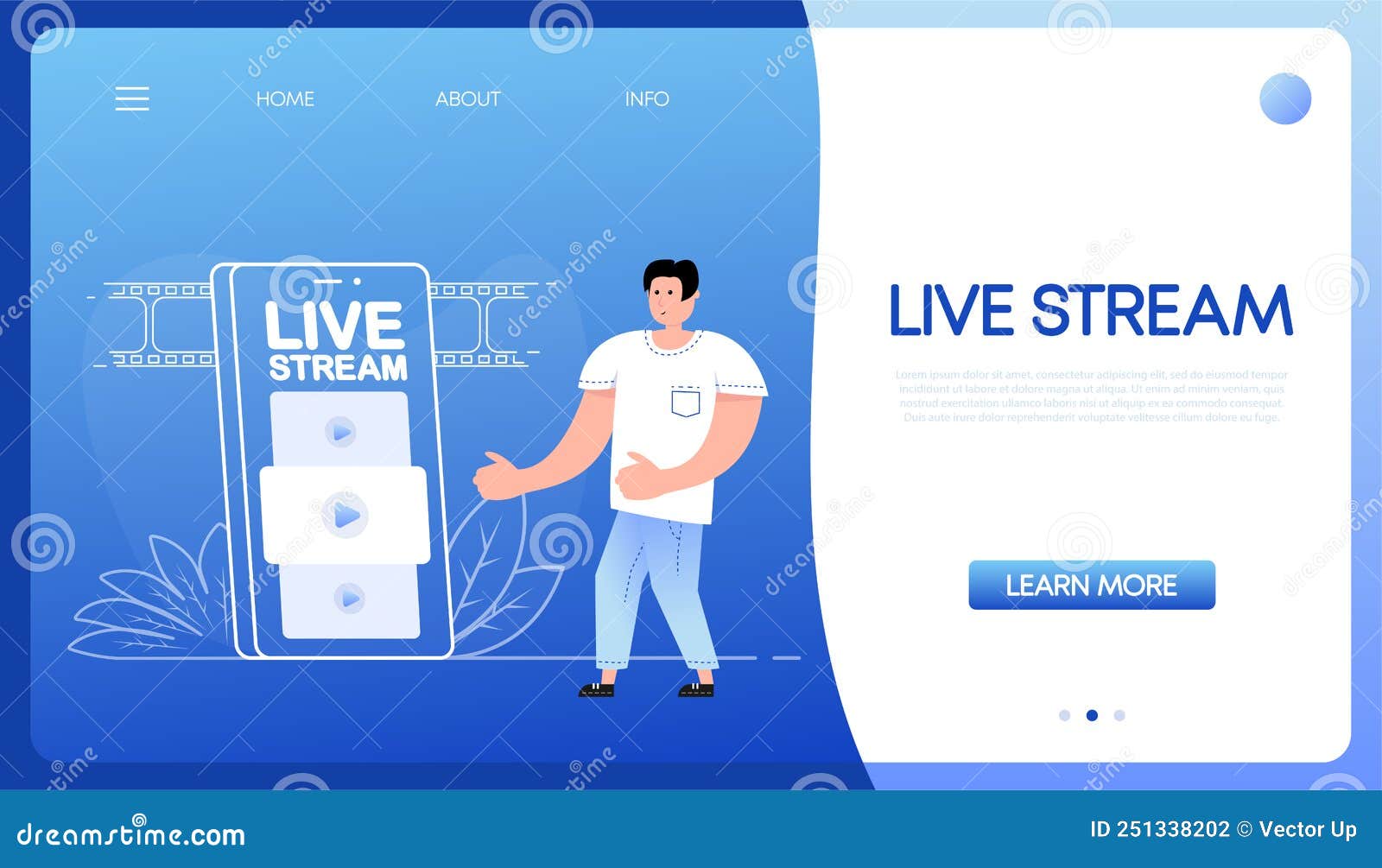 Flat Icon with Live Stream People for Banner Design. Flat Vector ...