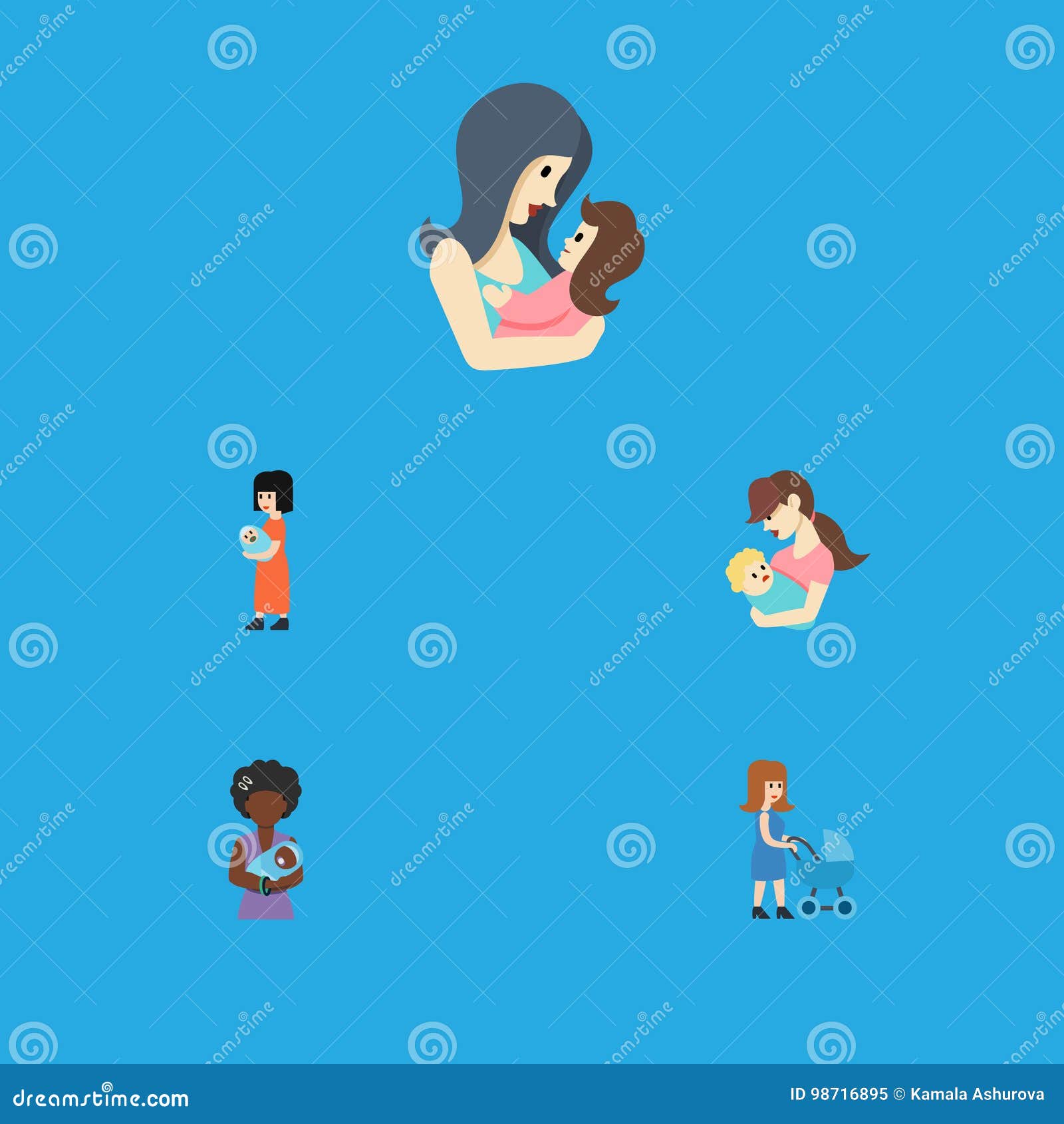 Flat Icon Mam Set of Mam, Baby, Child and Other Vector Objects. Also ...