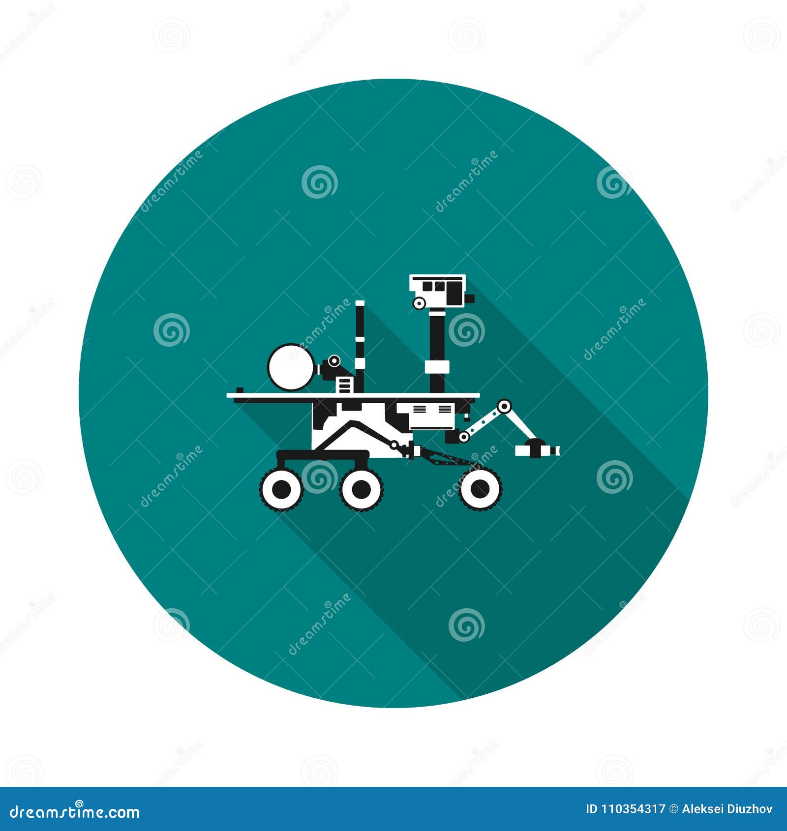 Flat Icon of the Mars Rover Stock Vector - Illustration of galaxy ...