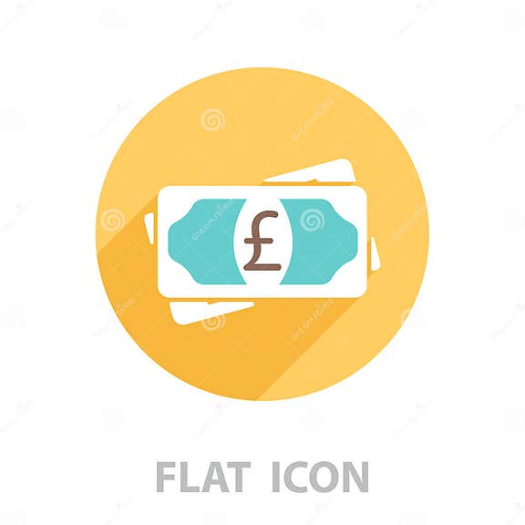 Flat Icon of Money Sterling Vector Stock Illustration - Illustration of ...