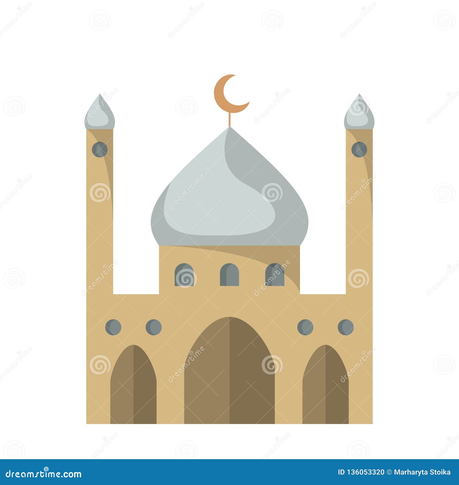 Flat icon of the mosque. stock vector. Illustration of culture - 136053320