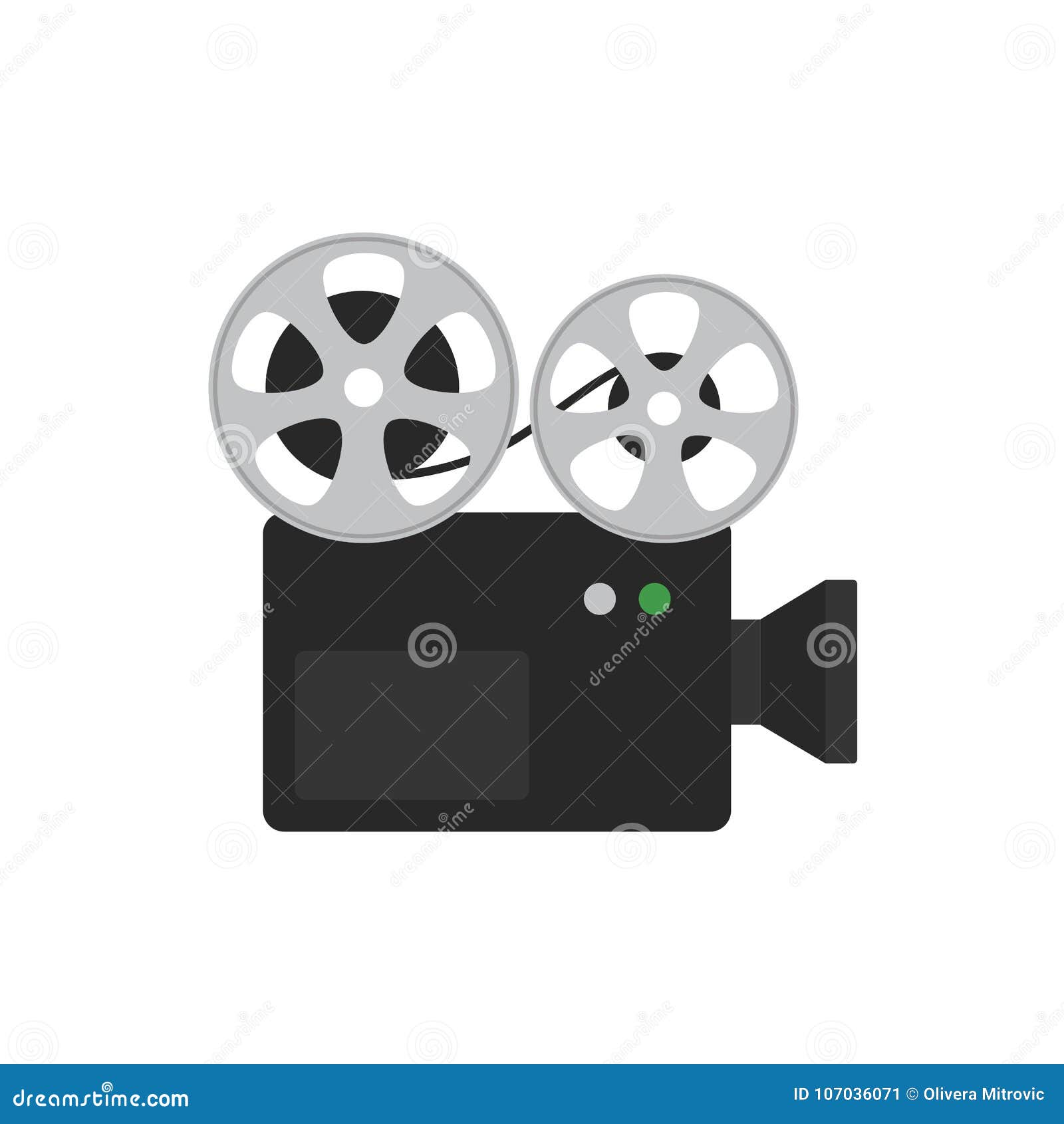 Flat icon movie camera stock vector. Illustration of motion - 107036071