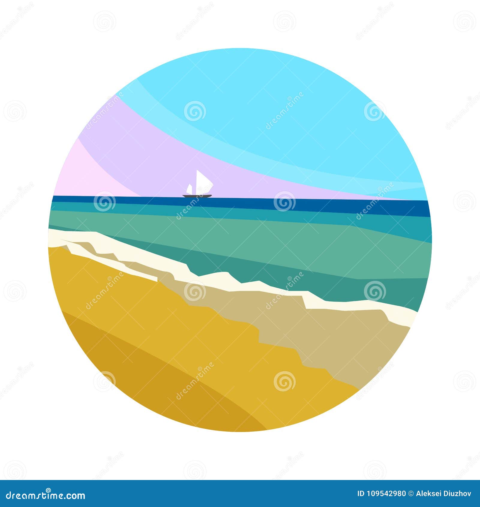 Flat Icon Nature the Sea and the Beach Stock Vector - Illustration of ...