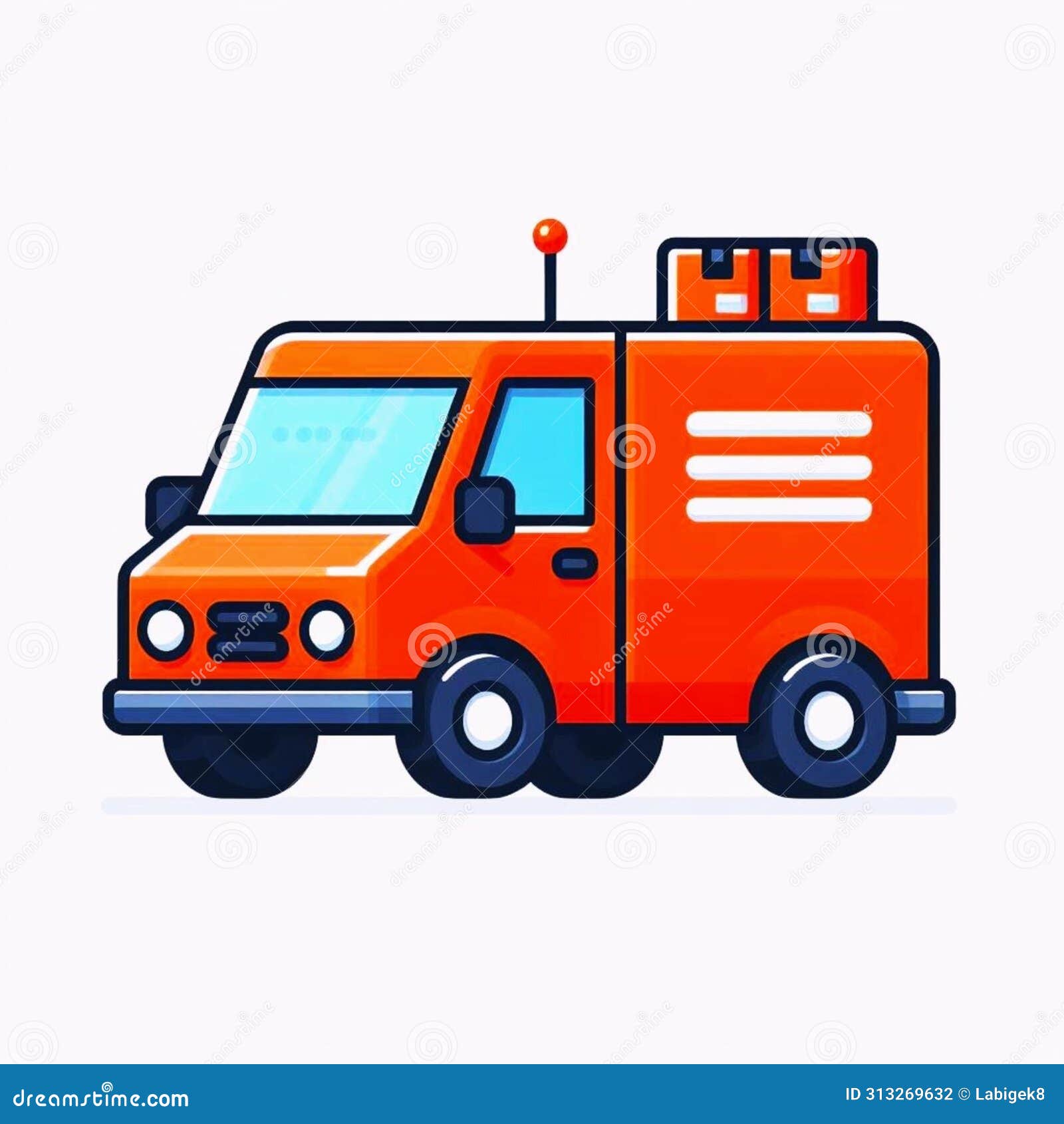 Orange Delivery Van Flat Icon Isolated on White Background. Stock ...